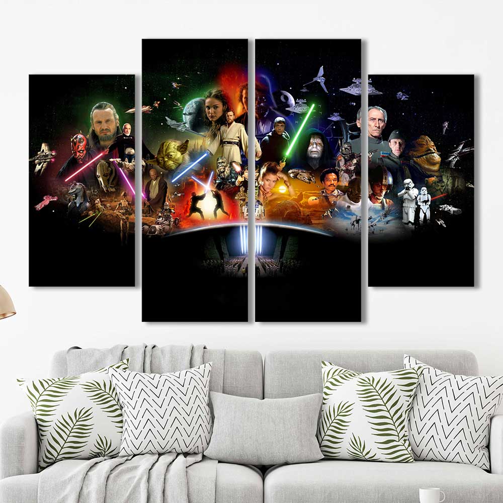 Galactic Saga: Legacy Collage Collection - Framed Canvas Home Decor Wa ...