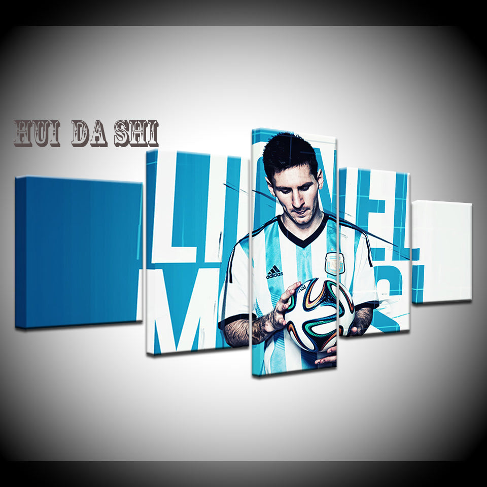 Lionel Messi Soccer World Cup Five Piece Canvas Wall Art Home Decor ...